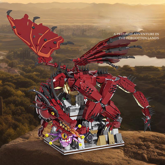 Mythic Red Dragon Building Set – Fantasy Castle Ruins Brick Model (185 ...
